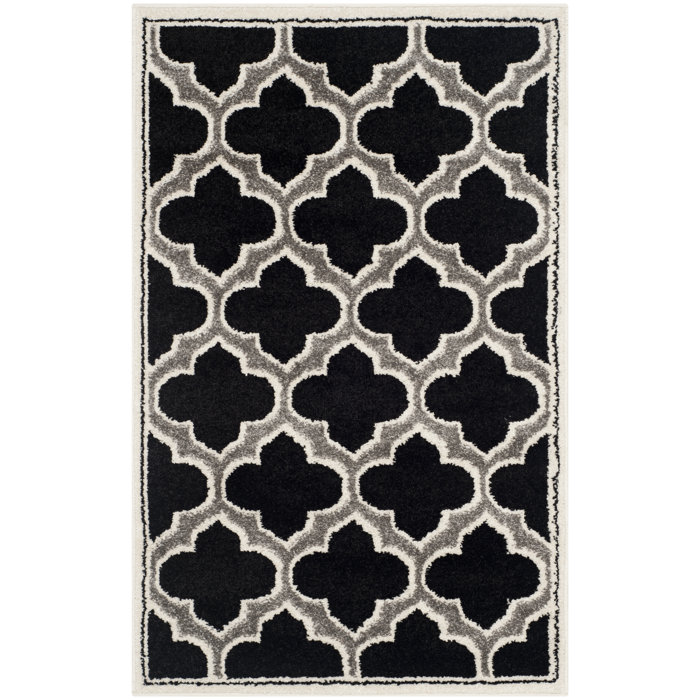 Lark Manor Ammundsen Geometric Anthracite/Ivory Area Rug & Reviews | Wayfair